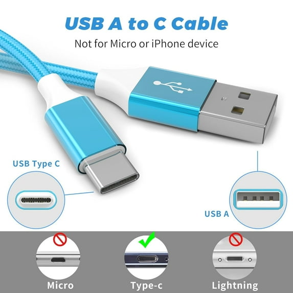 ASIASN-USB to USB C Cable, 6Pack(3/6/10ft) Type C Charger Fast Charging ...