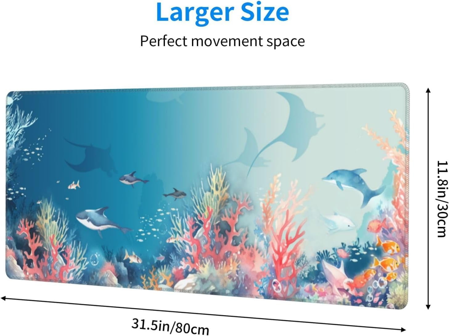 ASIASN-Underwater World Mouse Pad XL Large Mousepad Non Slip Rubber ...