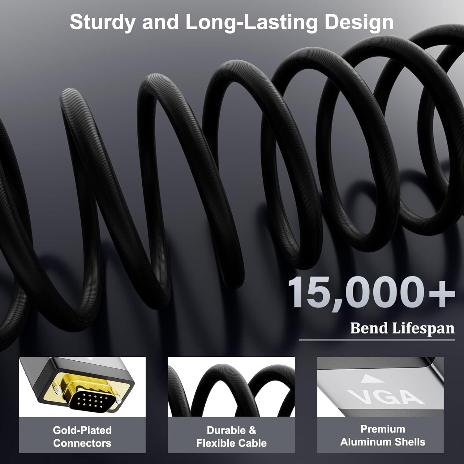 ASIASN-VGA to VGA Cable 25 FT, Long VGA Male to Male Adapter Cord ...