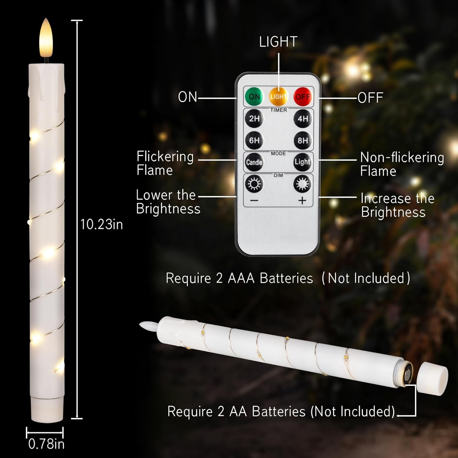 ASIASN-Valentines Day Flameless Taper Candles with Remote for Wedding ...