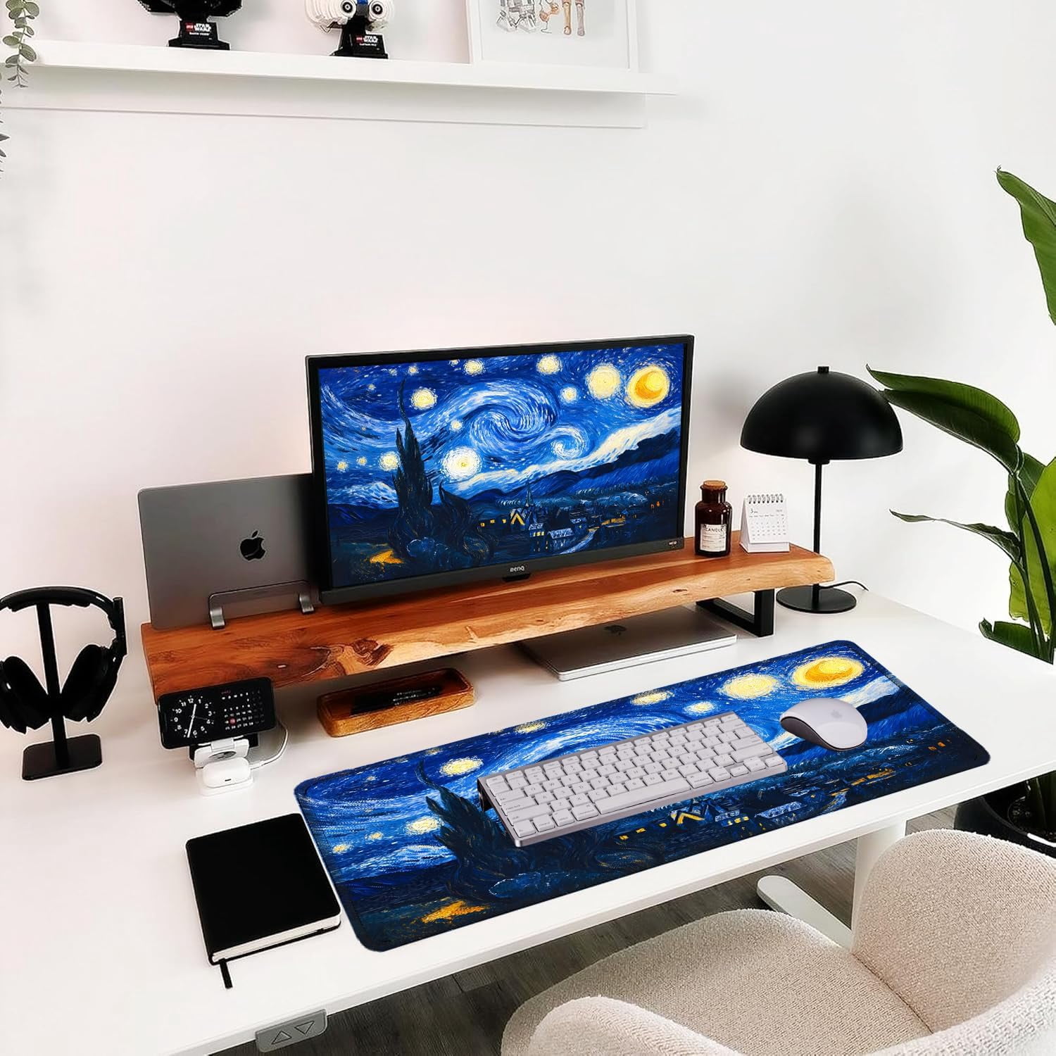 ASIASN-Van Gogh cat Starry Night Mouse Pad, Large Gaming Mouse Mat (31 ...