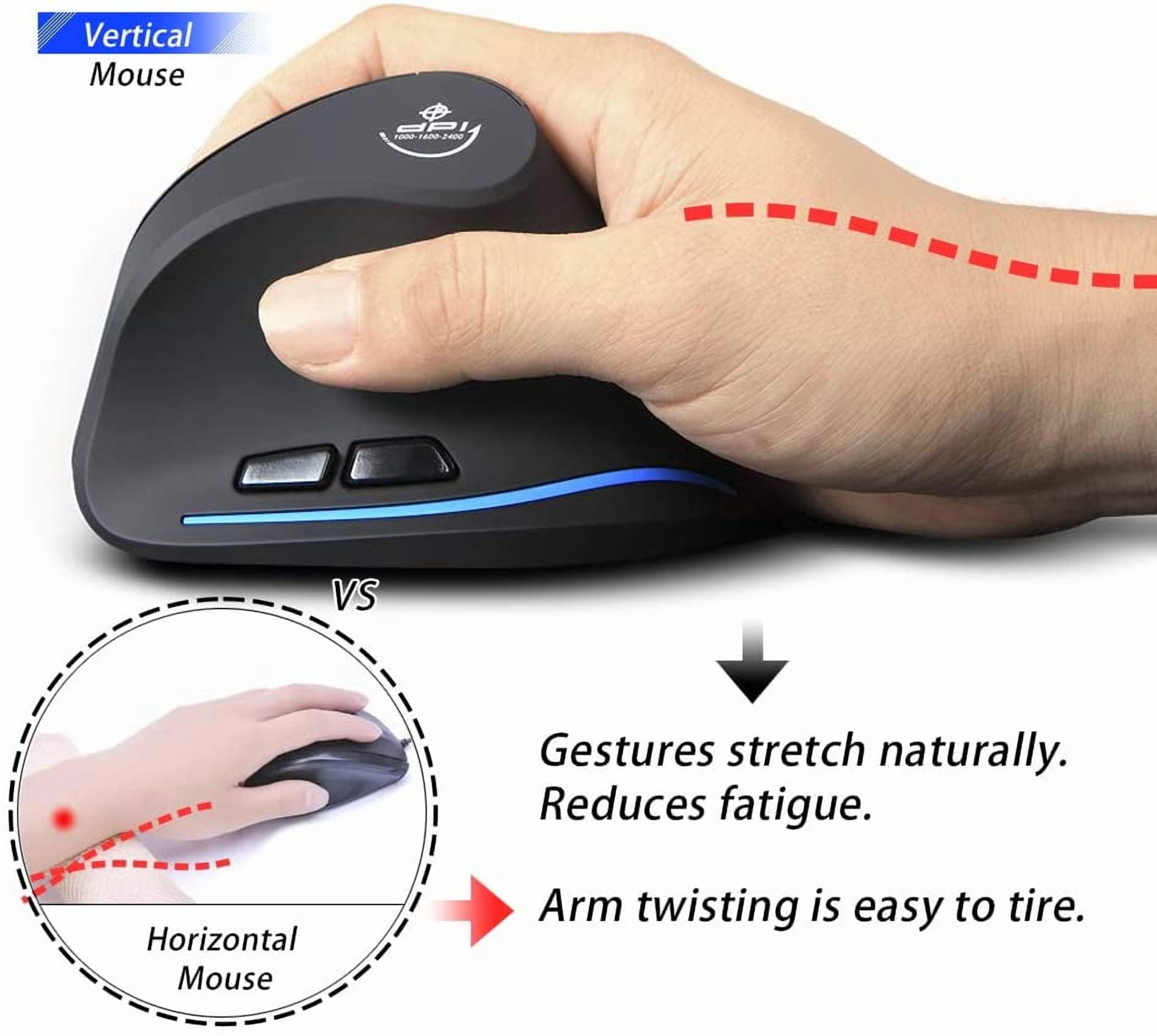 ASIASN-Vertical Wireless Mouse,2.4G USB Optical Ergonomic Mice with 3 ...