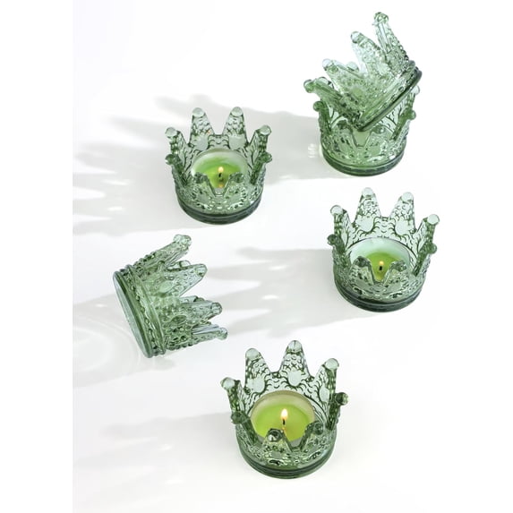 ASIASN-Votive Candle Holders Set of 6 Crown Glass Tealight Candle ...