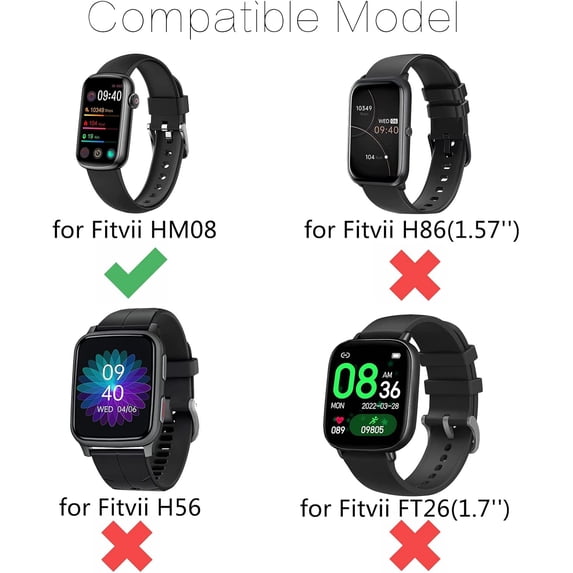 ASIASN-Watch Band Compatible for FITVII HM08 Fitness Tracker Watch ...