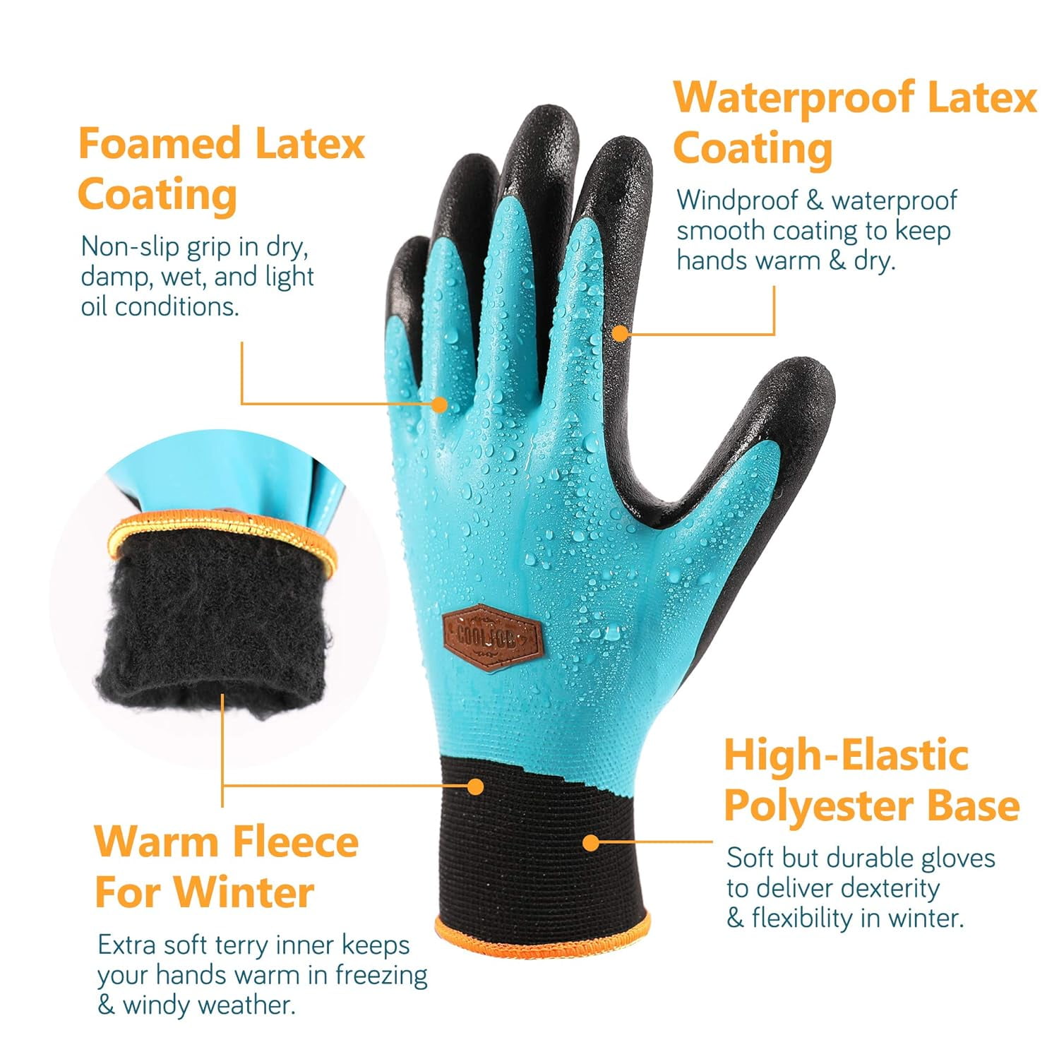 ASIASN-Waterproof Winter Freezer Gloves for Working Gardening Fishing ...