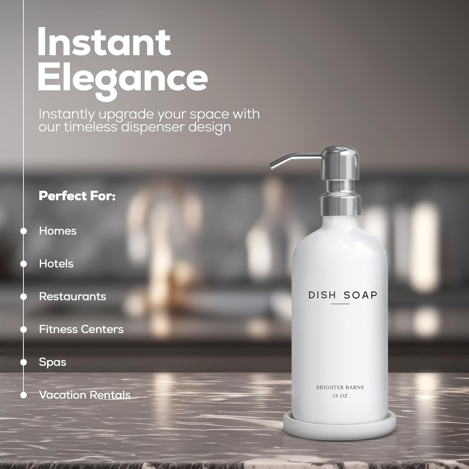 ASIASN-White Glass Dish Soap Dispenser for Kitchen Sink by - Modern ...