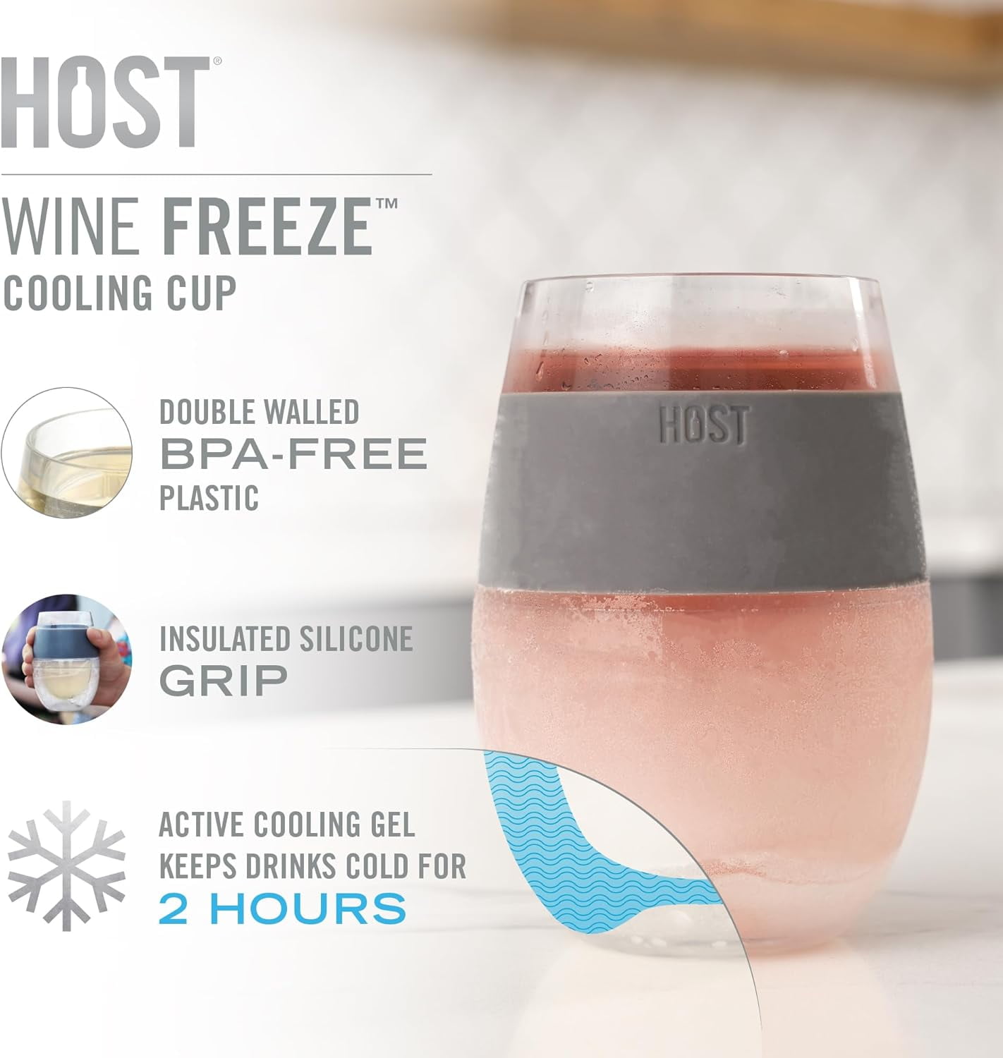 ASIASN-Wine Freeze Cup Set of 2 - Plastic Double Wall Insulated Wine ...