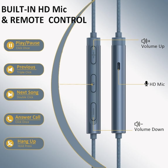 ASIASN-Wired Earbuds USB C Port in-Ear Earphones Braided Cord with ...