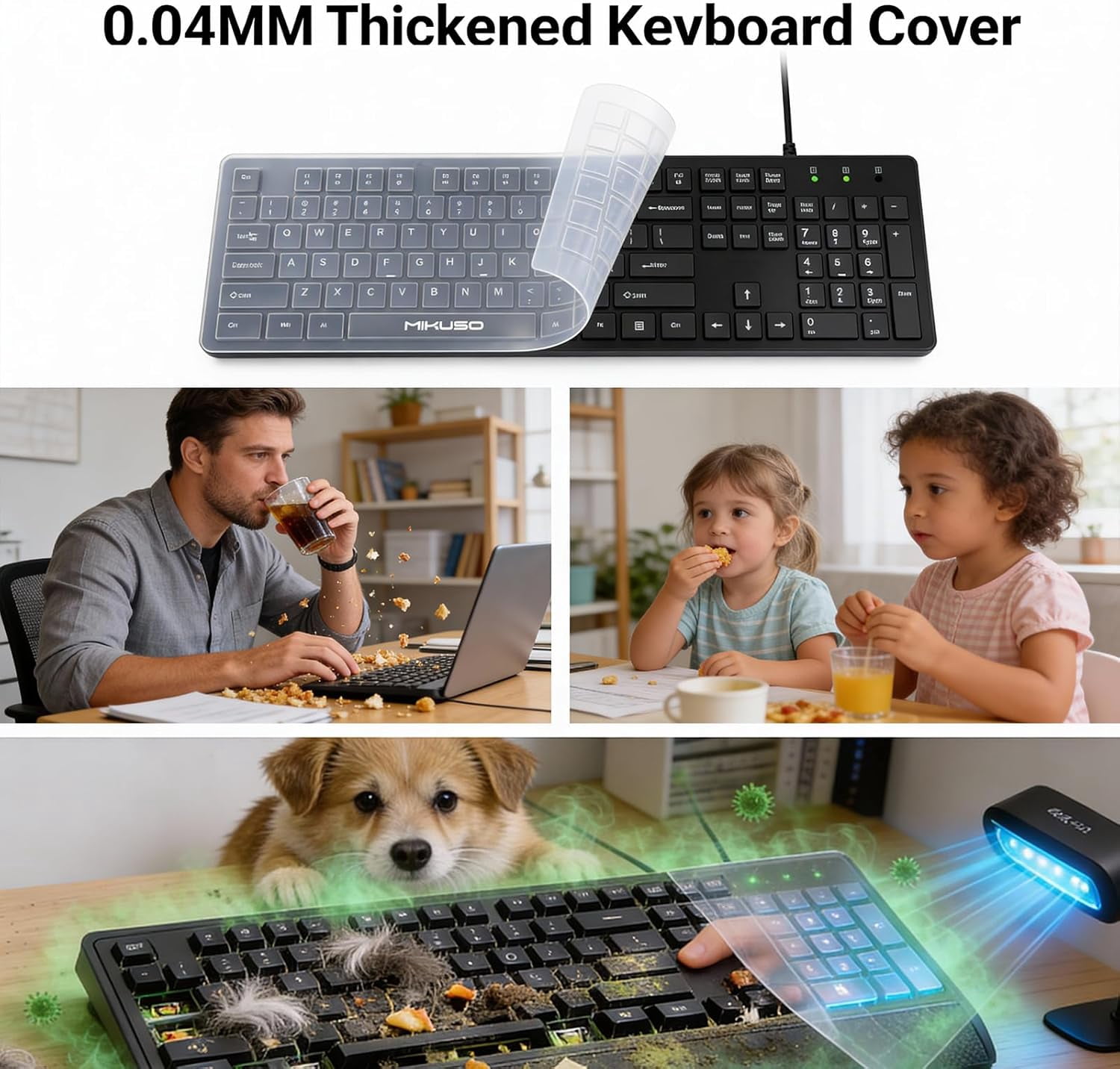 ASIASN-Wired Keyboard Full Size with Dust Cover - Black Laser-Etched ...