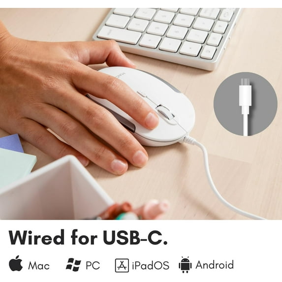 ASIASN-Wired USB C Mouse for Mac & Windows - 3 Button & Scroll Wheel ...