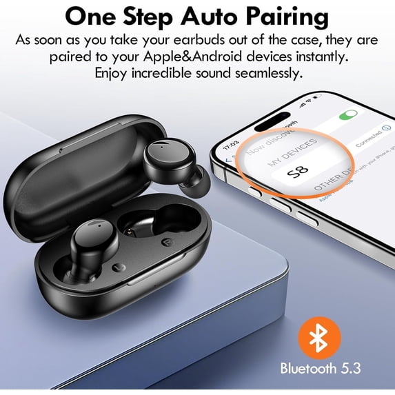 ASIASN-Wireless Earbuds, Bluetooth Ear Buds with Mics Clear Call Touch ...