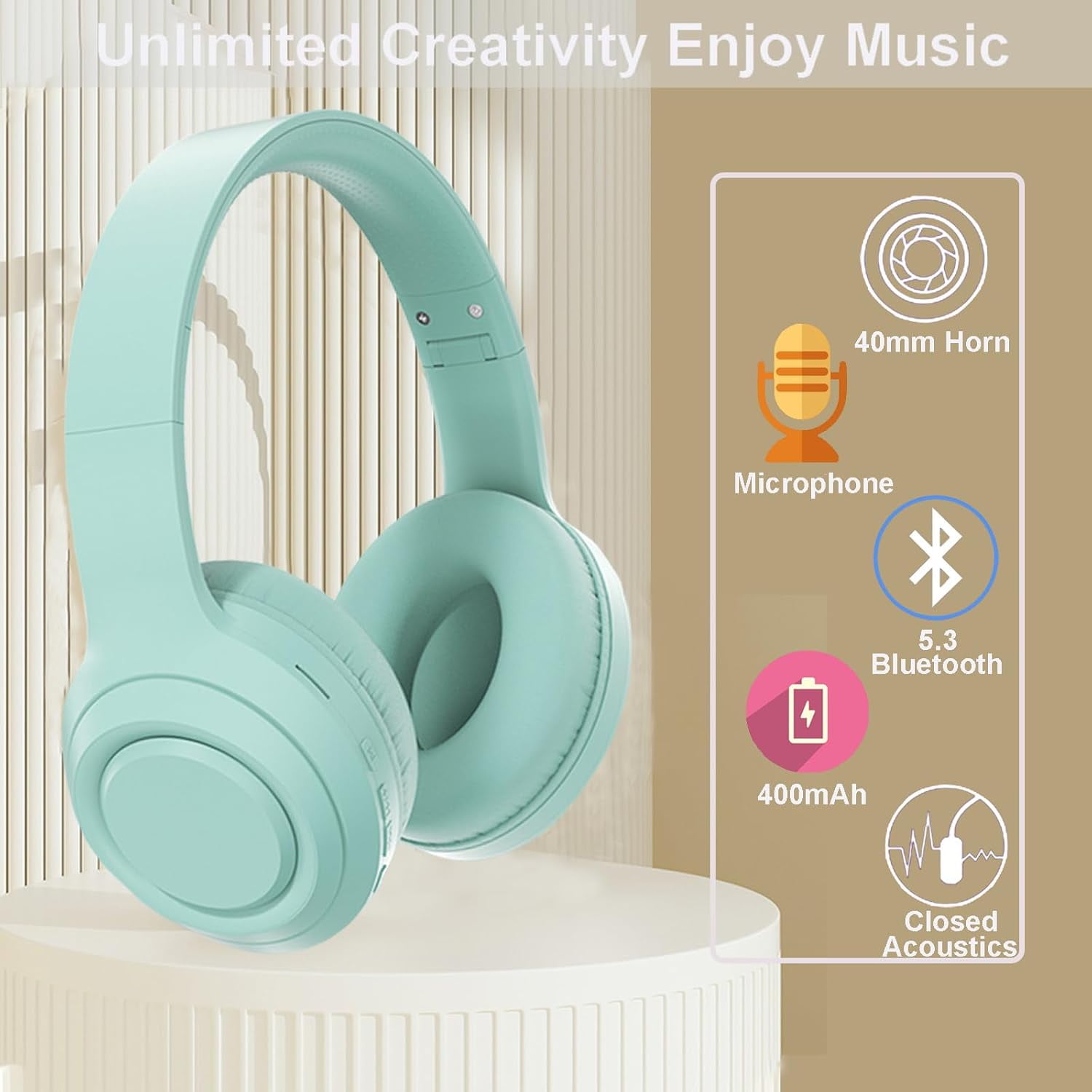 ASIASN-Wireless Headphones Bluetooth, Foldable Over Ear Headphones, Hi ...