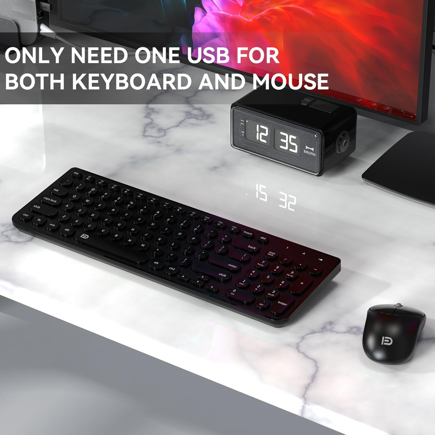 ASIASN-Wireless Keyboard and Mouse Combo, iK6630 2.4GHz Cordless Cute ...