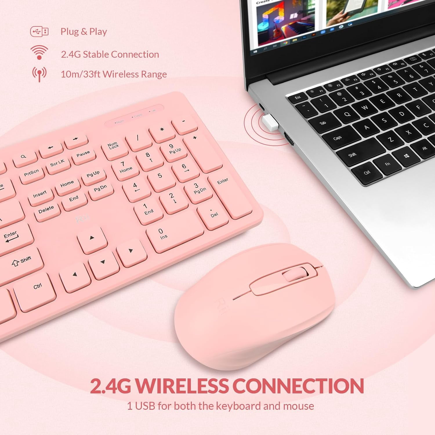 ASIASN-Wireless Keyboard and Mouse Combo - Standard Office PC Keyboard ...