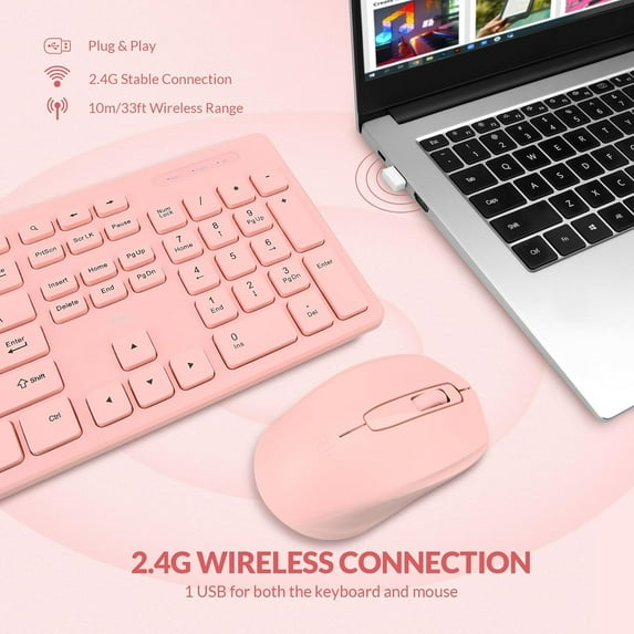 ASIASN-Wireless Keyboard and Mouse Combo - Standard Office PC Keyboard ...