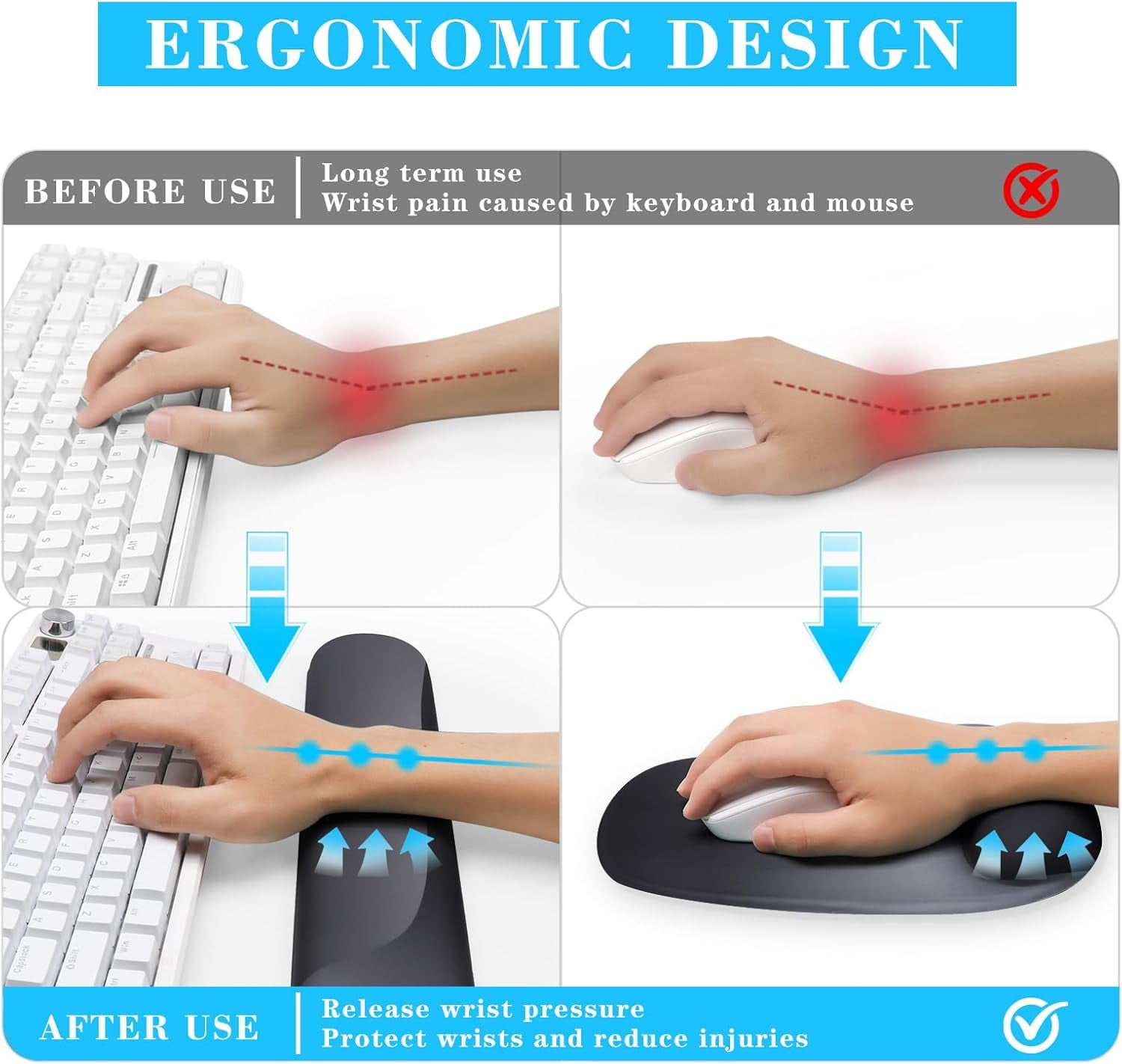 ASIASN-Wrist Rest for Keyboard and Mouse, Ergonomic Gel Computer ...