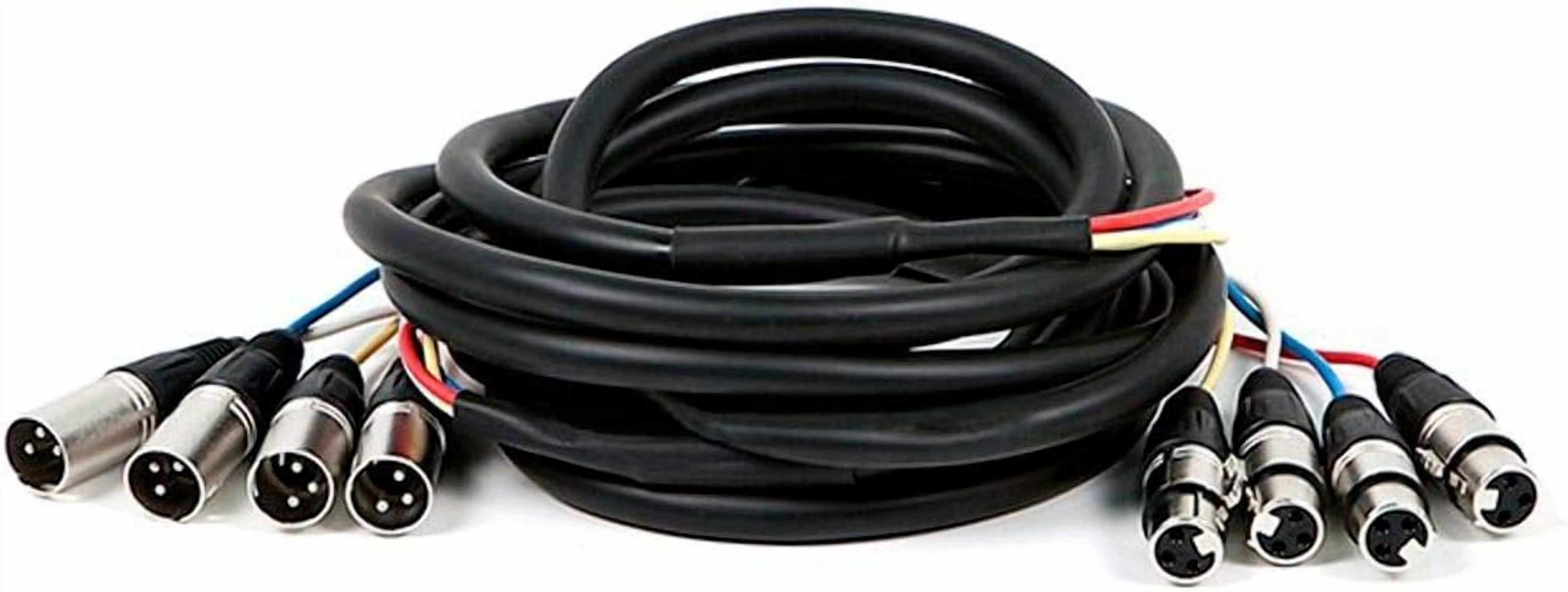ASIASN-XLR Male to XLR Female Snake Cable - 10 Feet- Black/Silver, 4 ...
