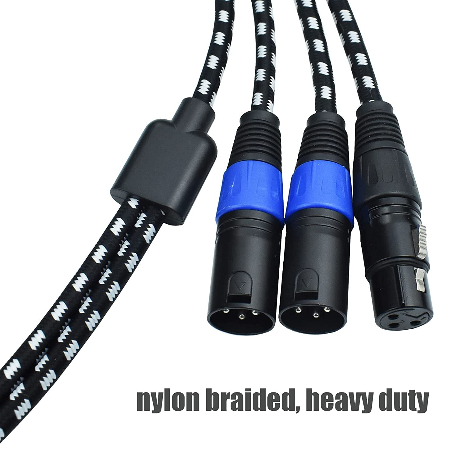 ASIASN-XLR Y Splitter 1 Female to 2 Male, 5 Feet Microphone XLR ...