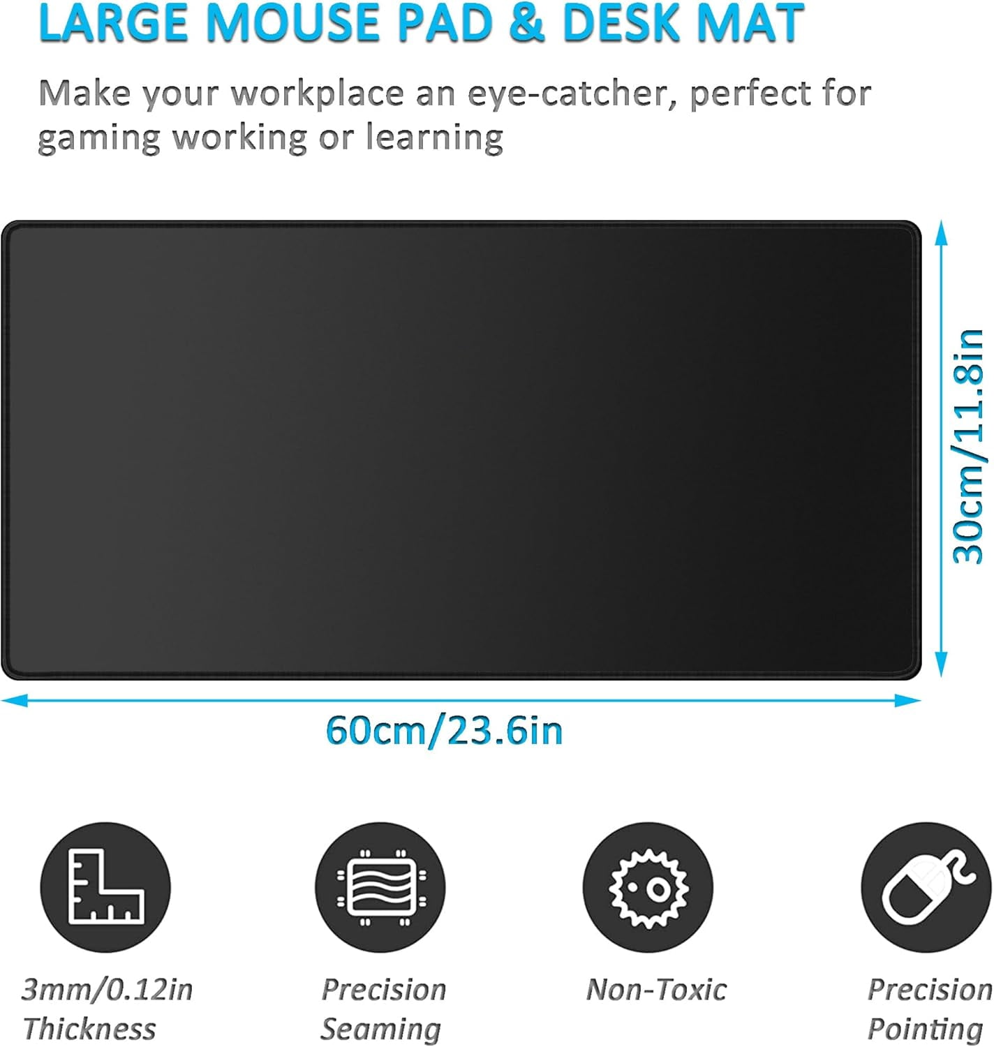 ASIASN-XXL Black Mouse Pad Gaming Keyboard Mat Laptop Office Desk Mat ...