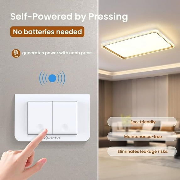 ASIASN-Xlycrtve 1 PCS Wireless Light Switch and Receiver, No Batteries ...