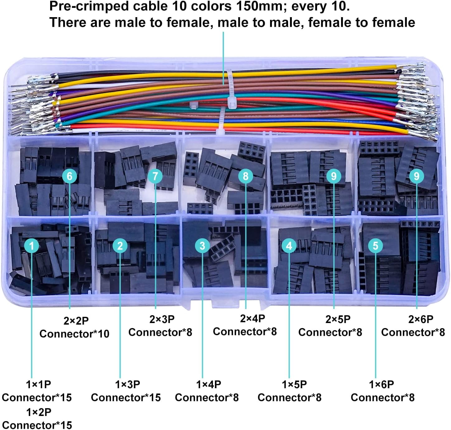 ASIASN-Yoeruyo Compatible with Dupont Connector 2.54mm Male Female ...