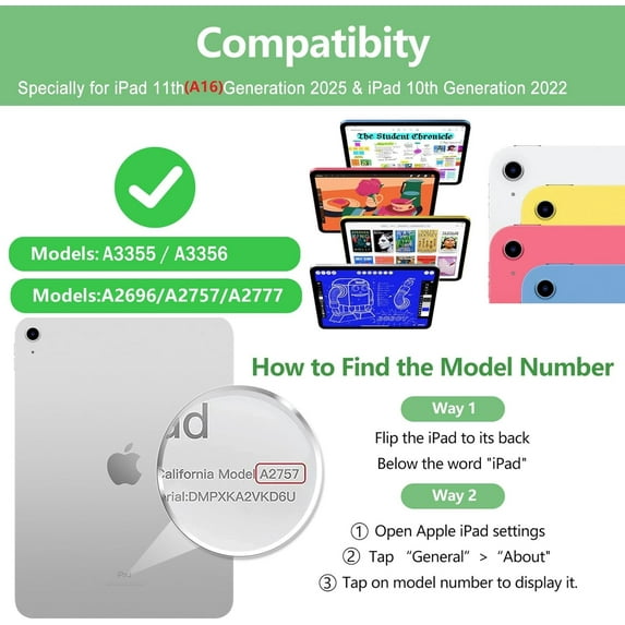 ASIASN-for iPad A16 11th 10th Case with Keyboard (2025/2022), 7 Colors ...