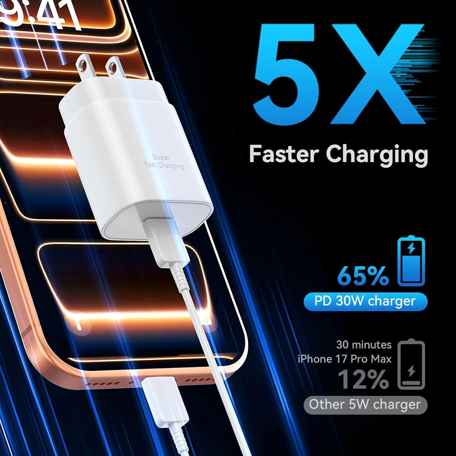 ASIASN-iPhone 17 16 15 Charger Cord 10Foot Long Type C Charger Fast ...