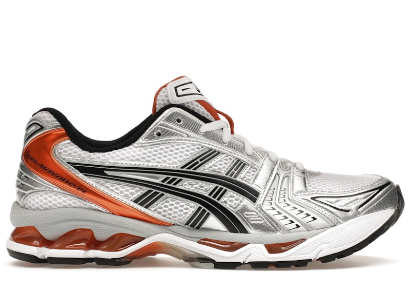 ASICS Men's Gel-Kayano 14 White Piquant Orange Running Shoes, from ...