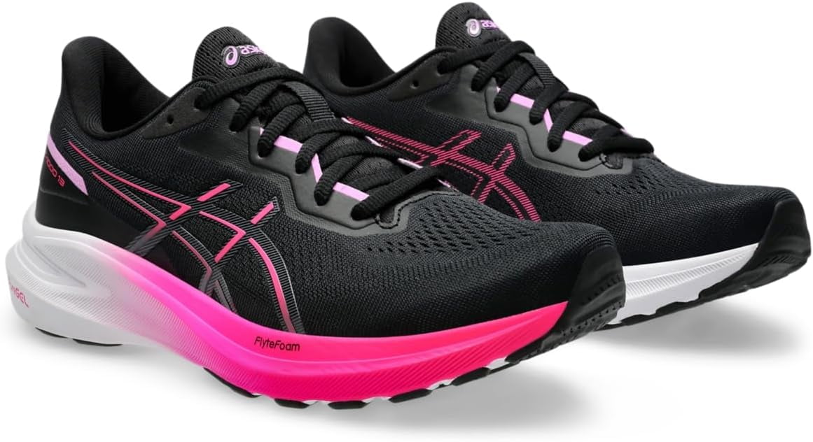 ASICS Women's GT-1000 13 Running Shoes, Black/Pink Glow, US 6 Medium ...