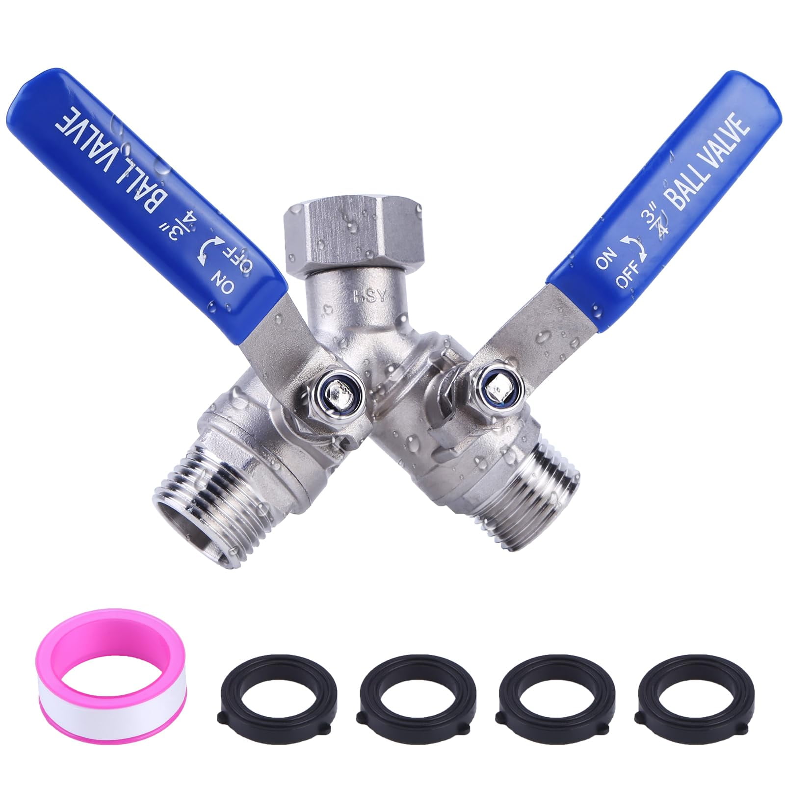 ASIEIT 2 Way Hose Splitter, Garden Spigot Splitter with Shutoff Valve ...