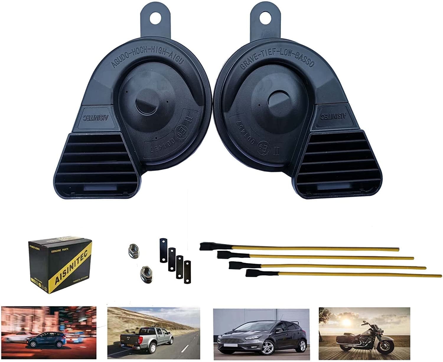 Electric Car Horn 12V loud Motorcycle Horn Replacement Auto Horn Waterproof High Low Tone Walmart Business Supplies