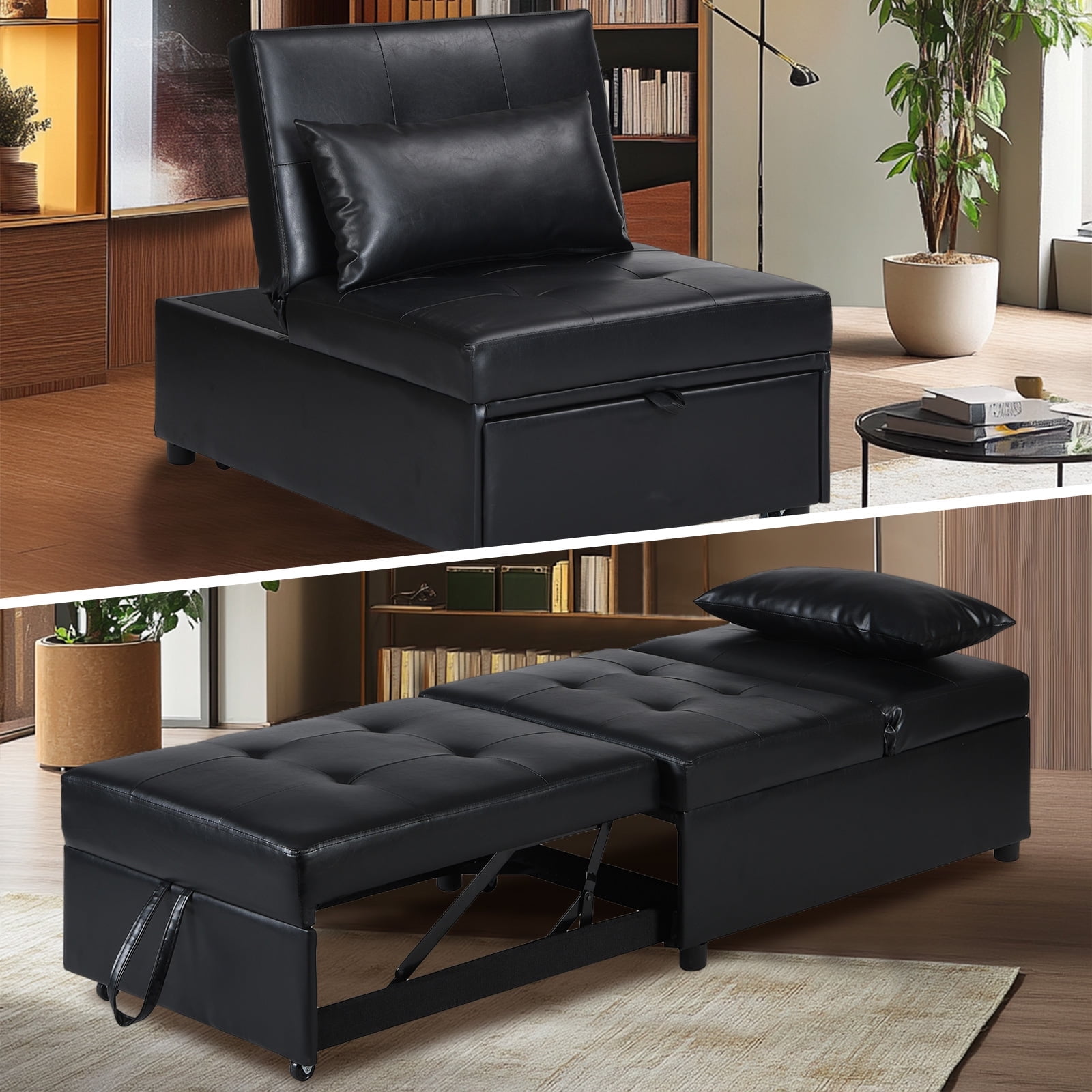 ASINMAK Folding Ottoman Sleeper Sofa Bed, Convertible Chair Bed 4 in 1 ...