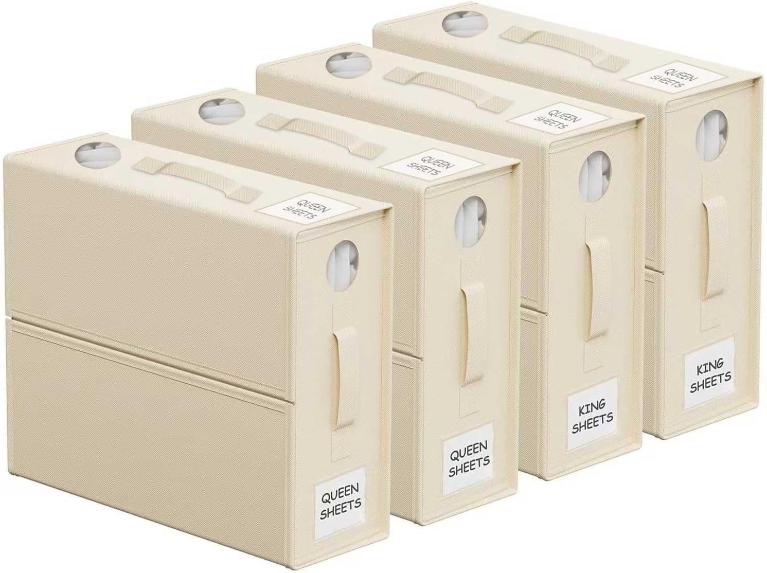ASIOWQ 4 Pack Bed Sheet Organizers And Storage, Foldable Sheets ...
