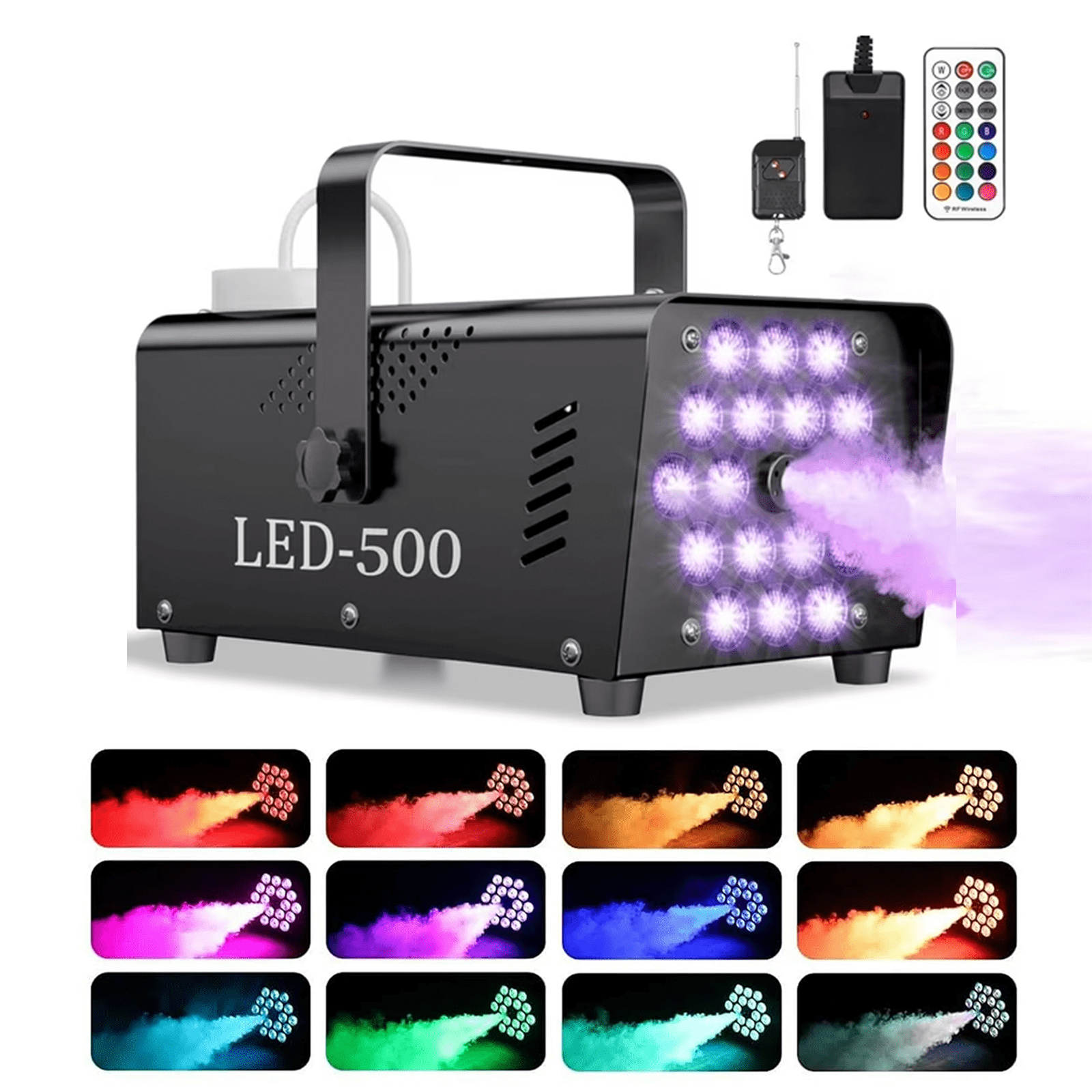 ASIOWQ Fog Machine with 18 LED Lights 13 Colors, 500w Smoke Machine ...