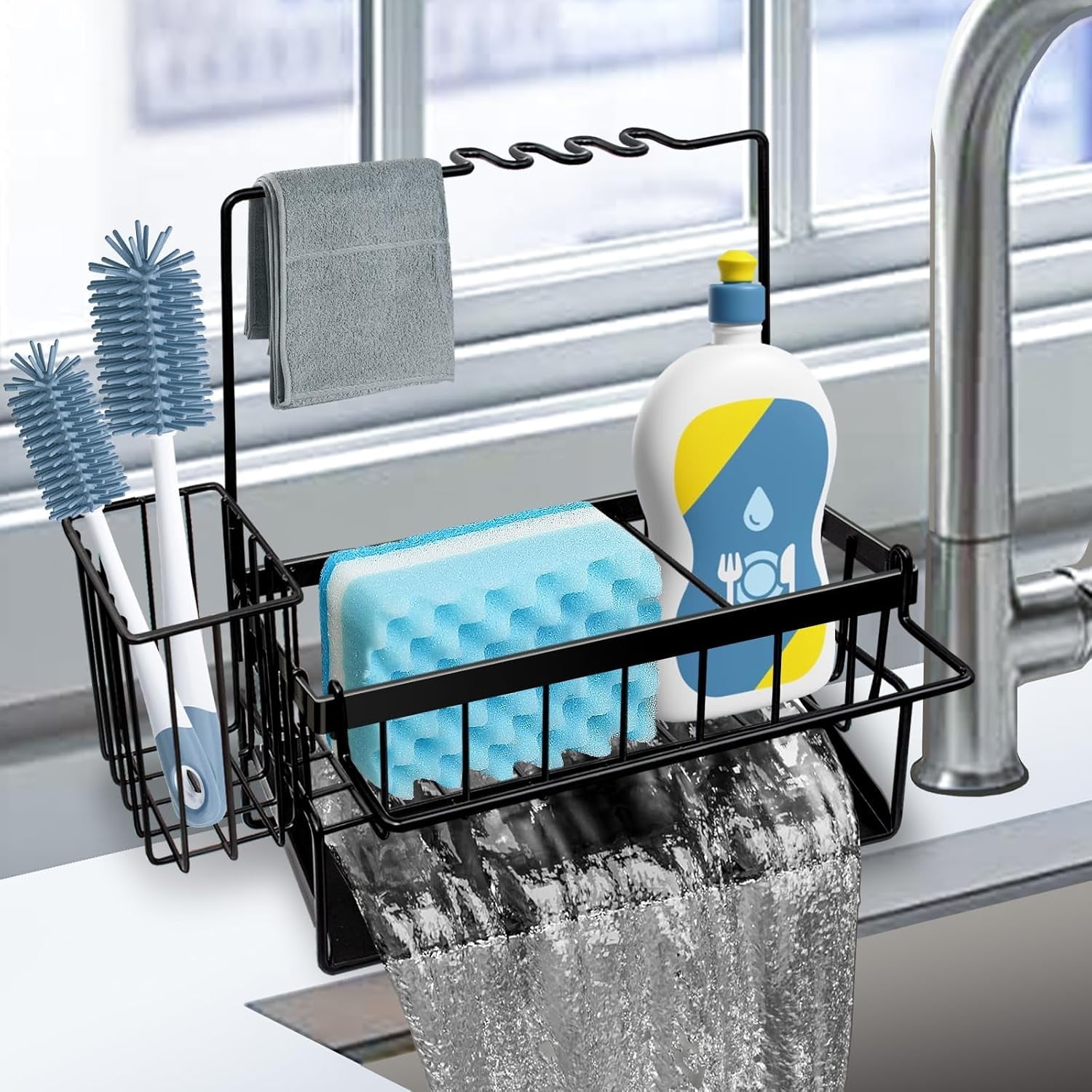 ASIOWQ Sponge Holder for Kitchen Sink, Rustproof Kitchen Sink Organizer ...