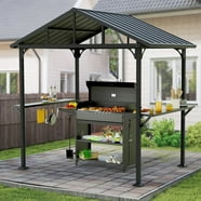 VEIKOUS Large Outdoor Grill Gazebo, 8' x 5', with Workstation Shelves ...