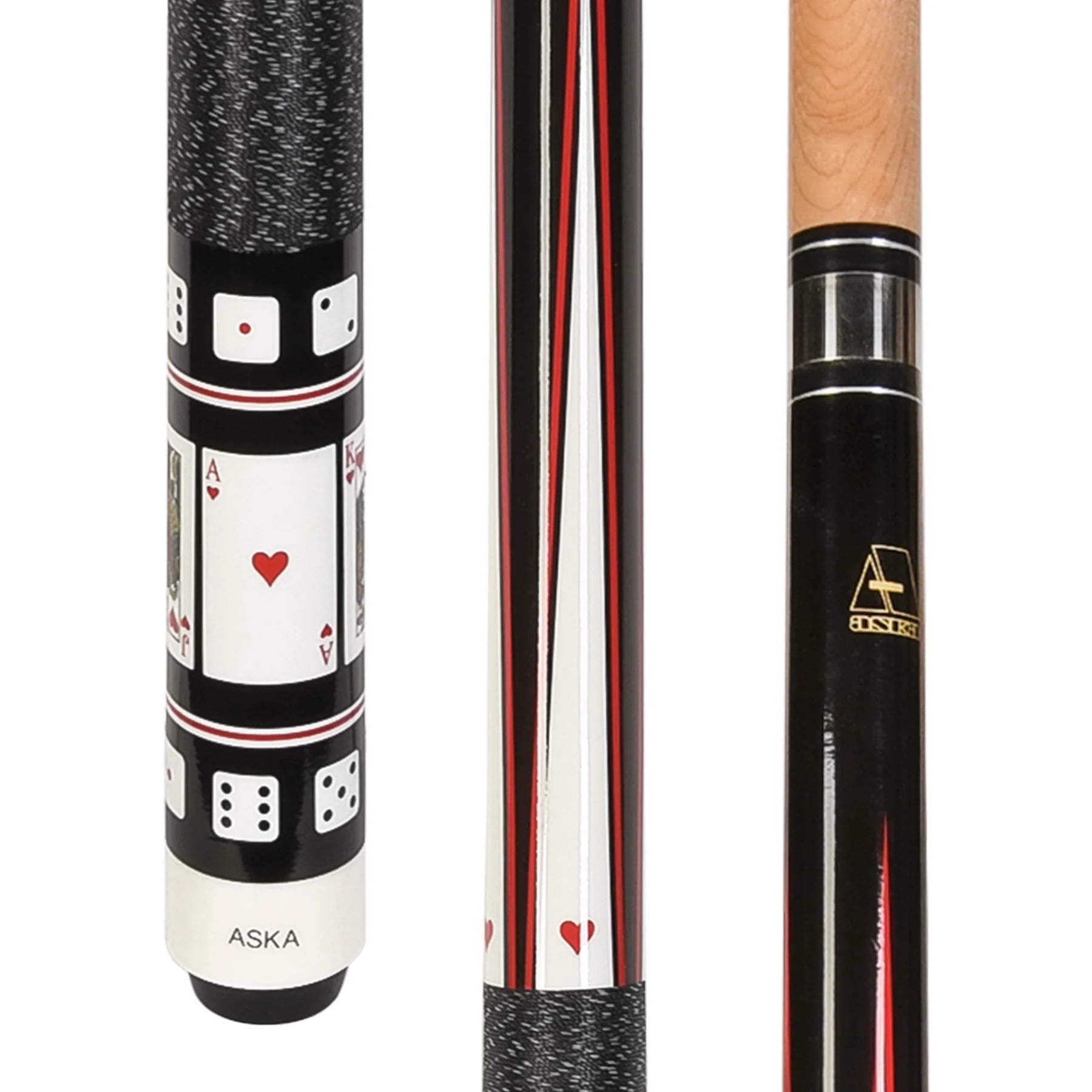 ASKA Poker HEARTS Cards and Dice Billiard Pool Cue, 58 Hard Rock ...