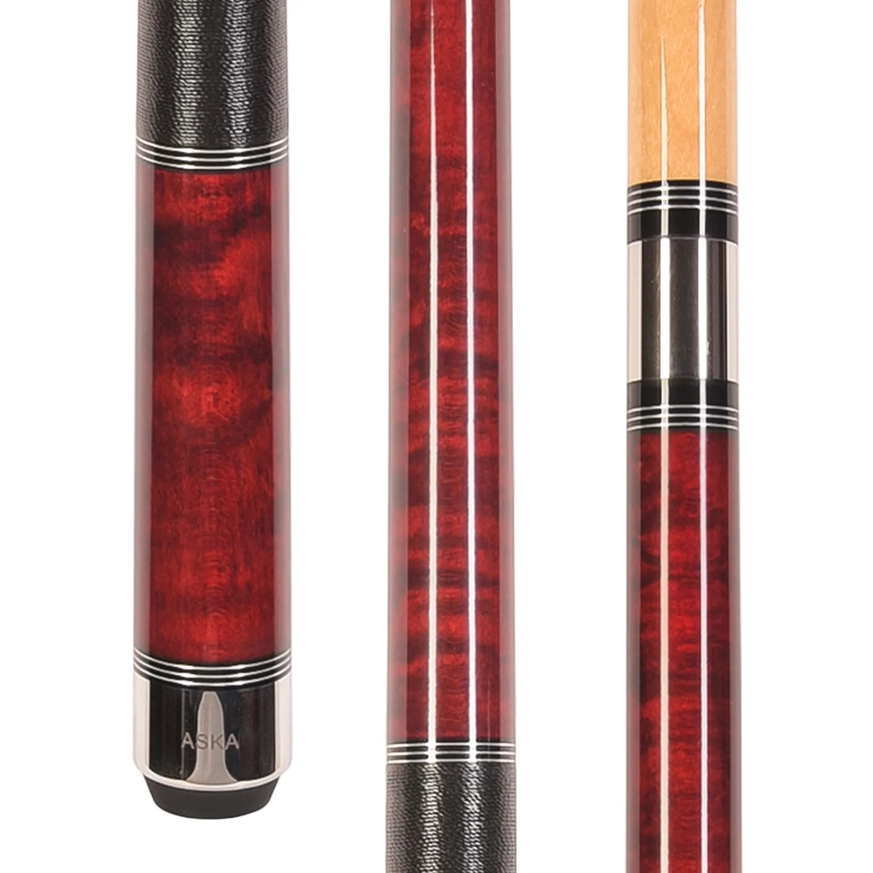 ASKA Pool Cue Stick TR RED, Maple Shaft, 5/16x18 Metal Joint, Black ...