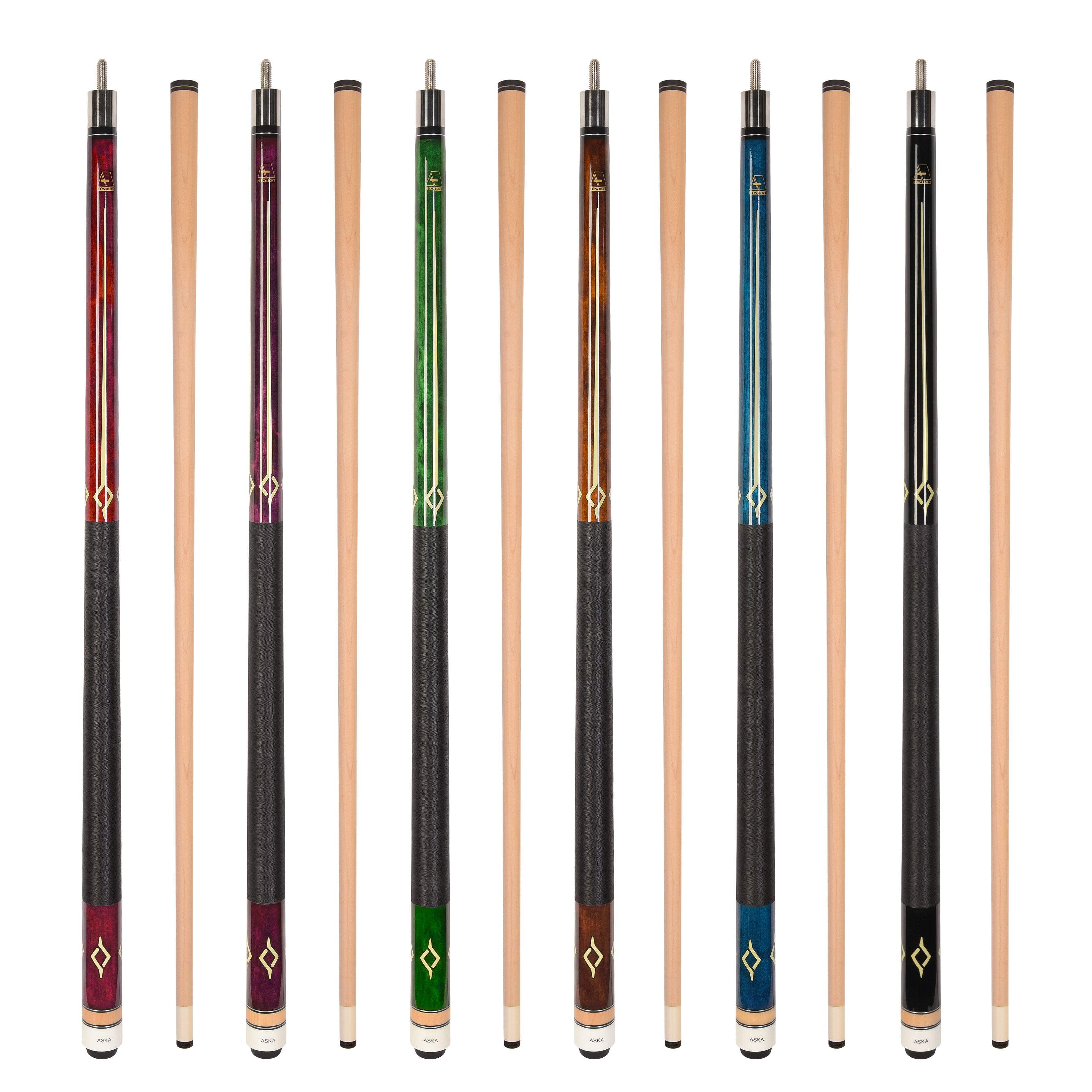ASKA Set of 6 L7 Pool Cue Sticks 58", 2-Piece Construction, 5/16x18 ...