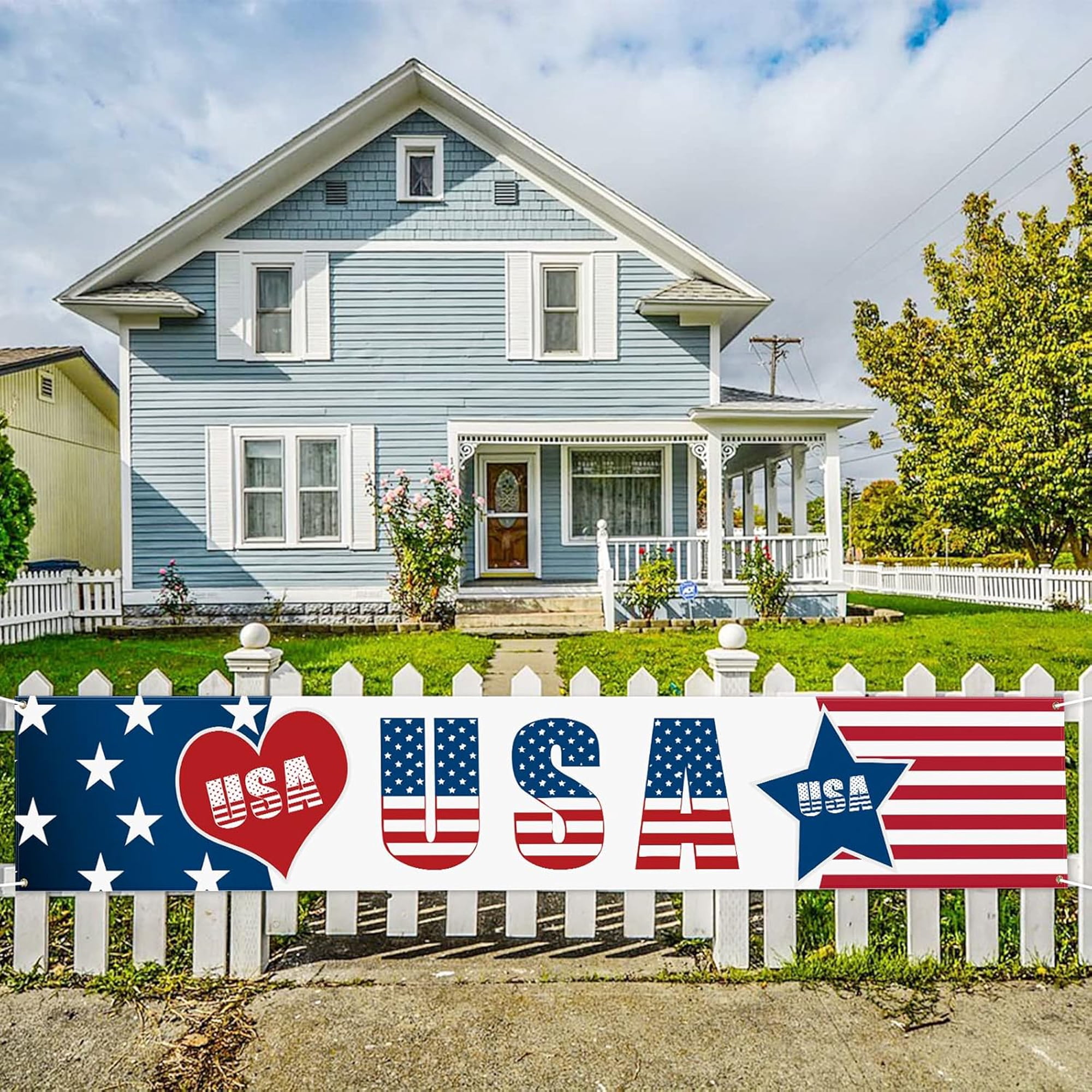 ASKETAM 4th of July Large Banner 120"x20" Independence Day Yard Sign ...