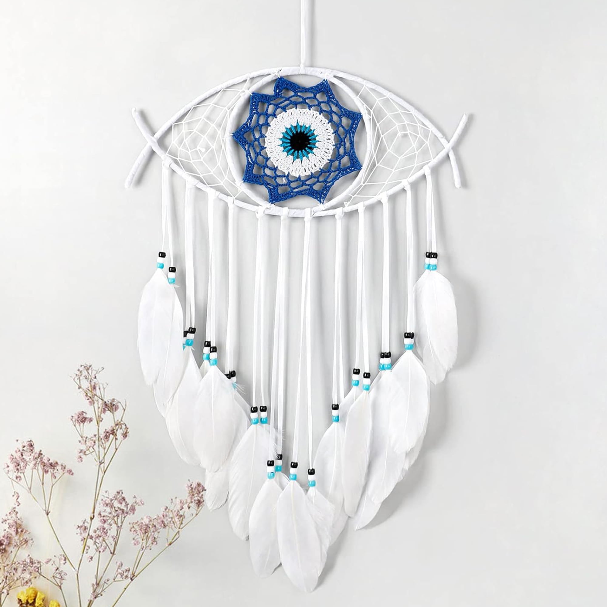 ASKETAM Evil Eye Dream Catchers Handmade Feather Wall Hanging Ornament ...