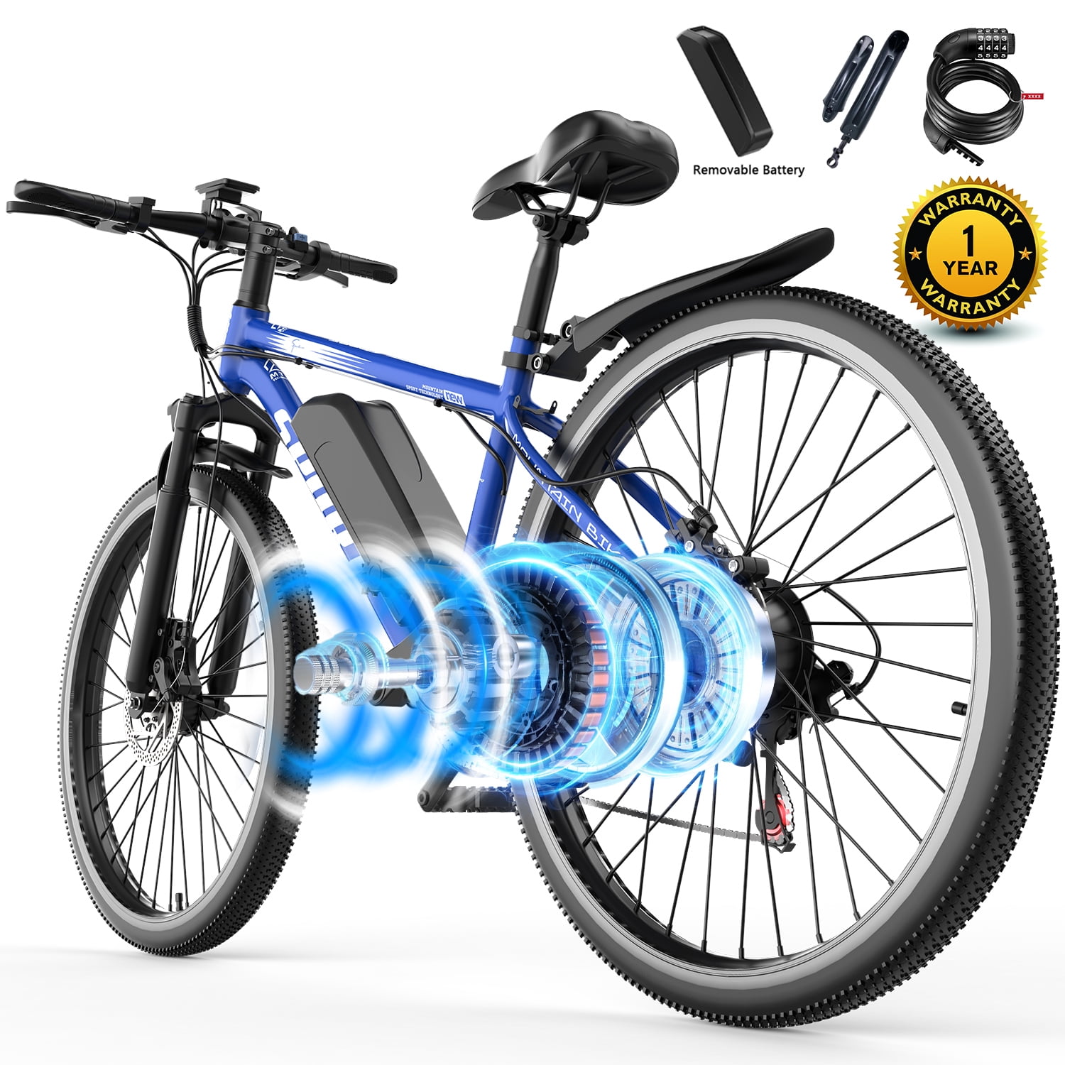ASKGO 1200W Peak Electric Mountain Bike for Adults, 26" All-Terrain ...