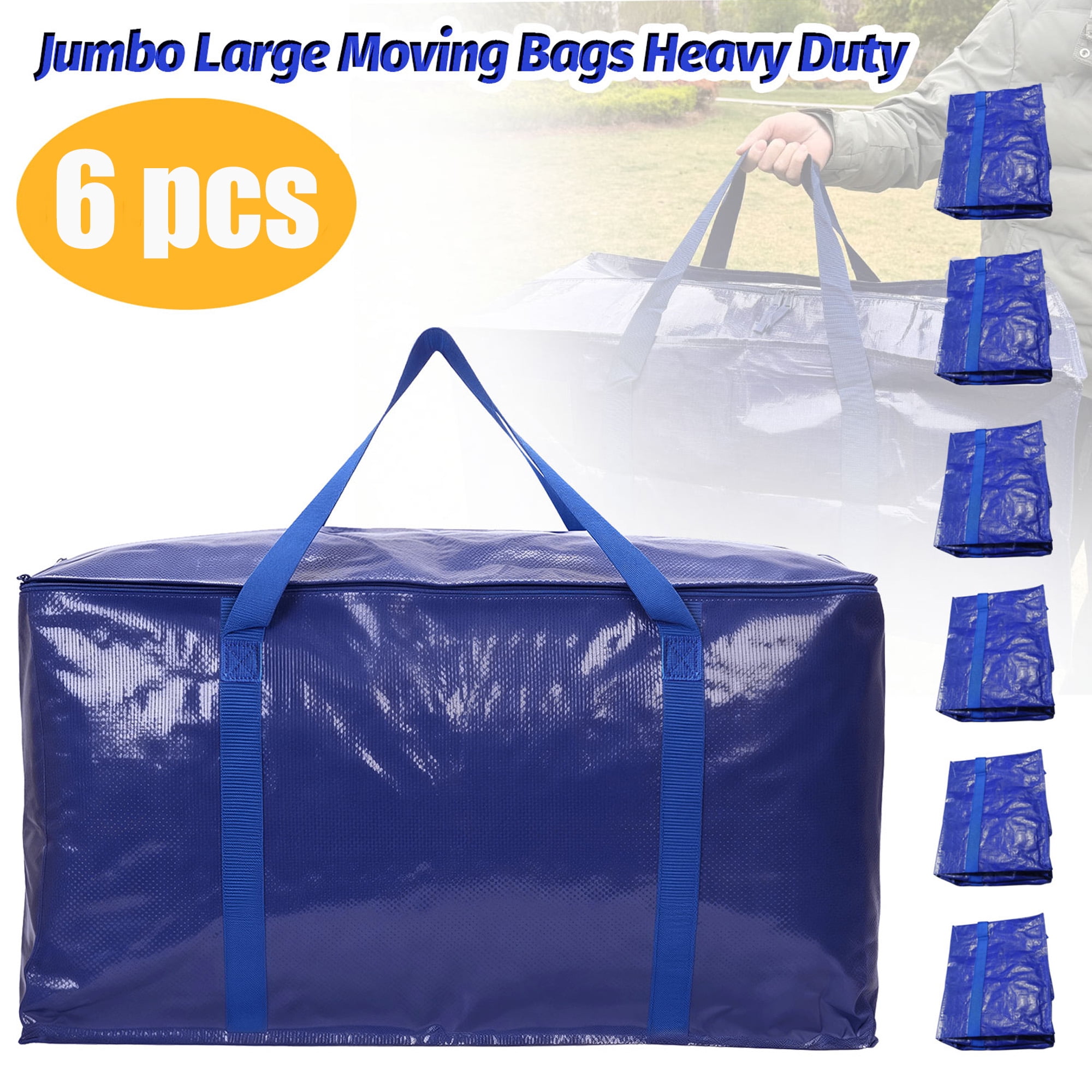 ASKITO 6 Pack Extra Large Moving Bags with Zippers & Handles, Heavy ...