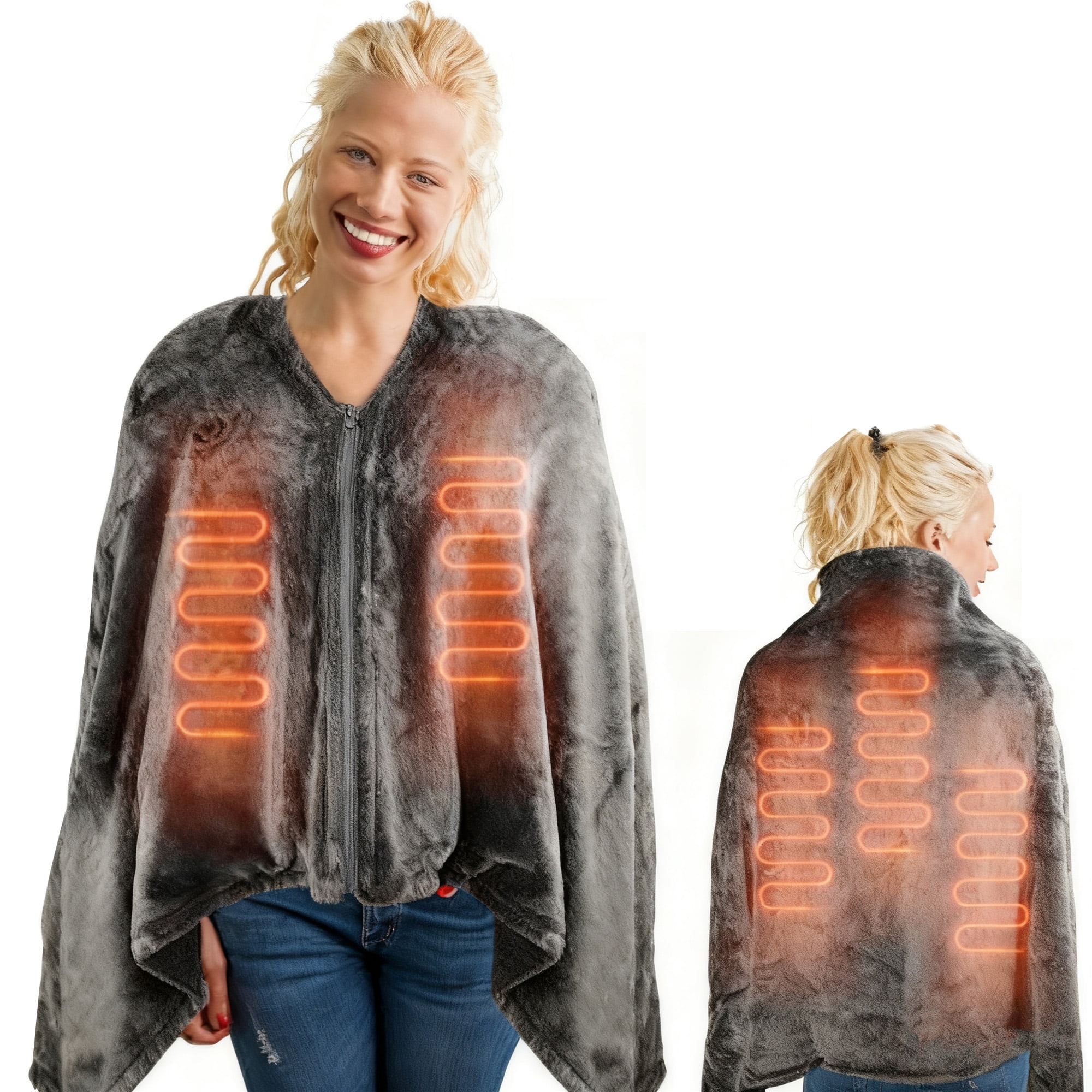 ASKITO Heated Blanket Wearable Shawl, Electric Wrap Poncho Blanket with ...