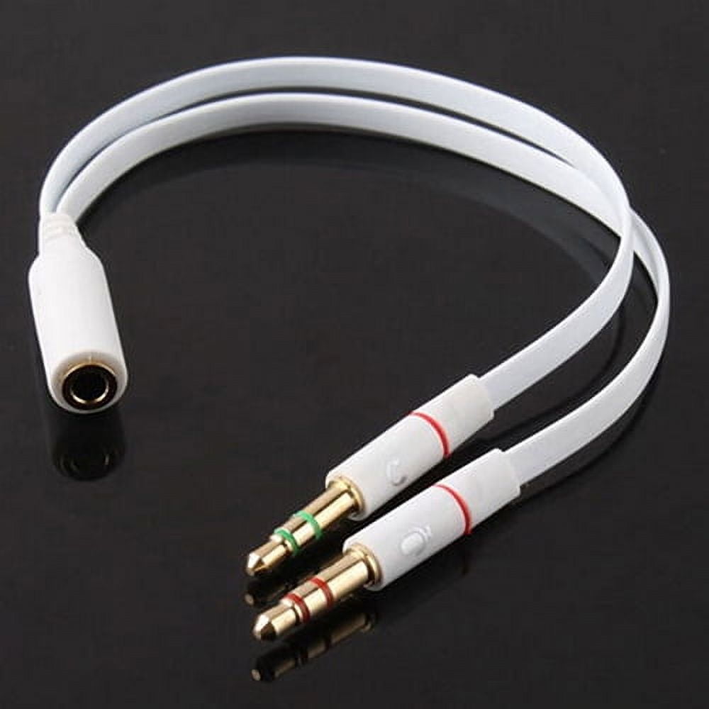 ASKMZ 3.5mm AUX Audio Mic Splitter Cable Earphone Headphone Adapter ...