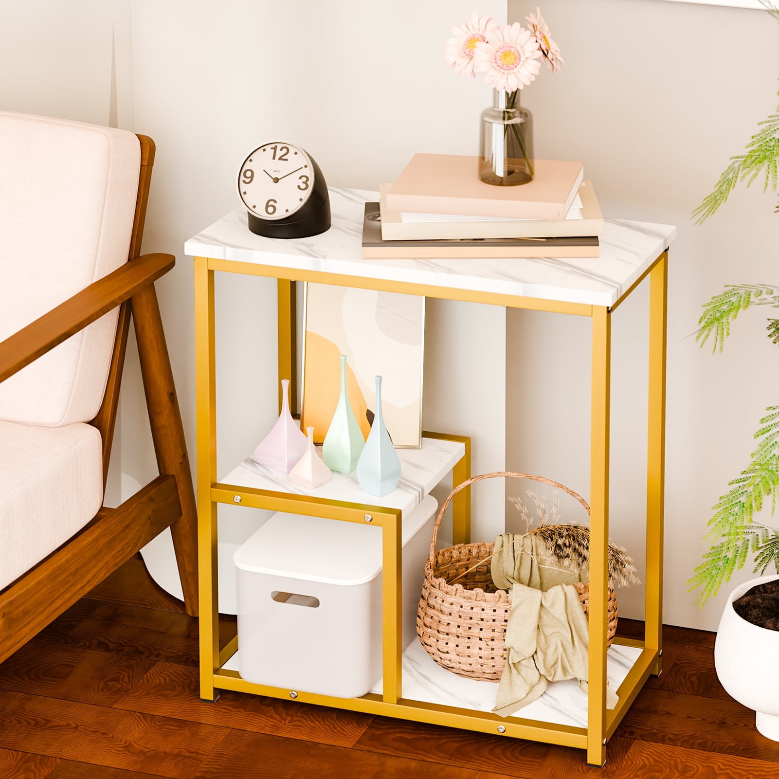 ASKMZ 3-Tier Small Accent Table Skinny Nightstand Narrow Side Table ...