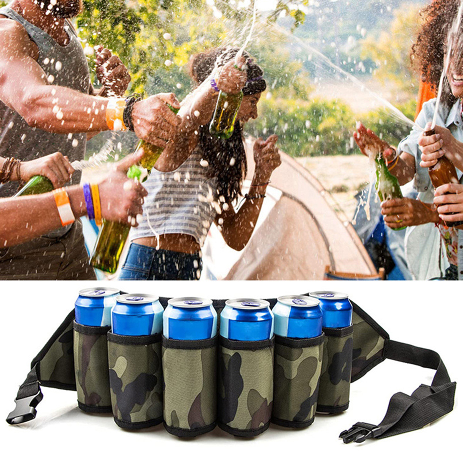 ASKMZ Beer Drink Belt Beer Can Belt Adjustable Quick Release Multi ...