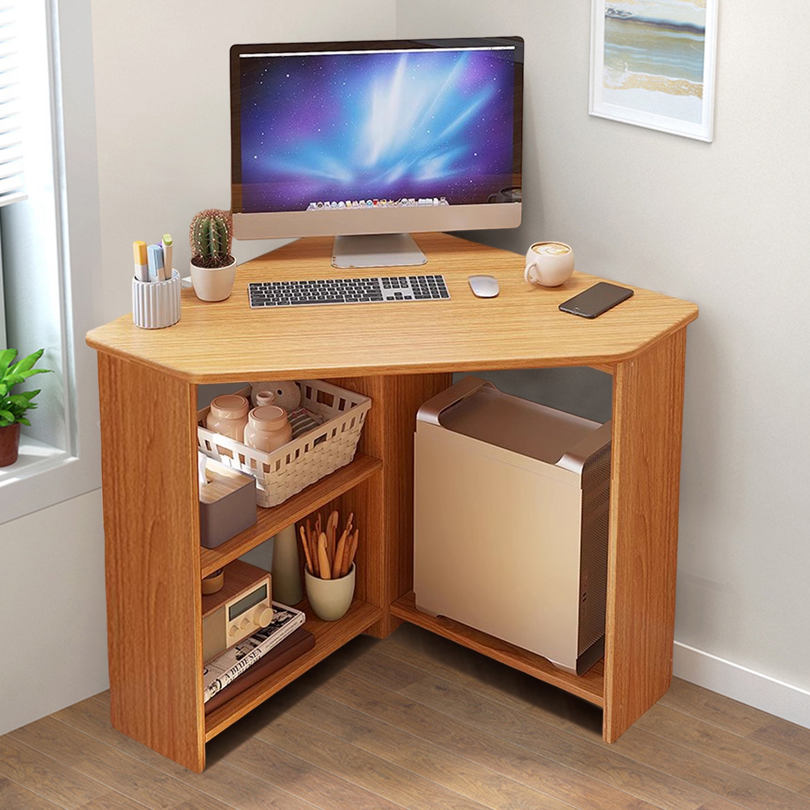 ASKMZ Corner Desk Study Table Corner Table With Storage Work Desk ...
