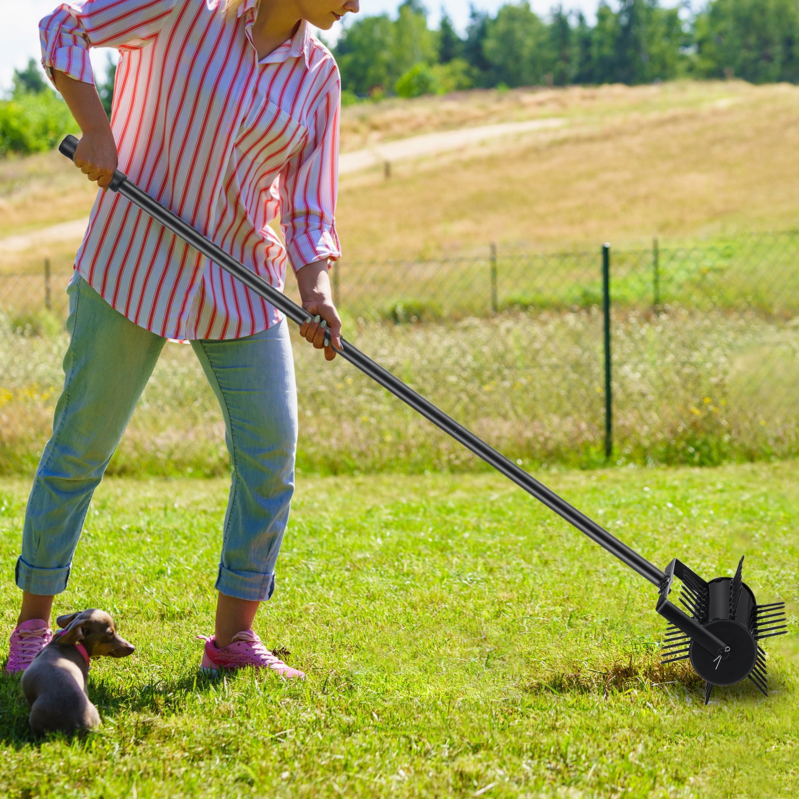 ASKMZ Dethatching Rake Grass Aerator Heavy Duty Spike Soil Aeration ...