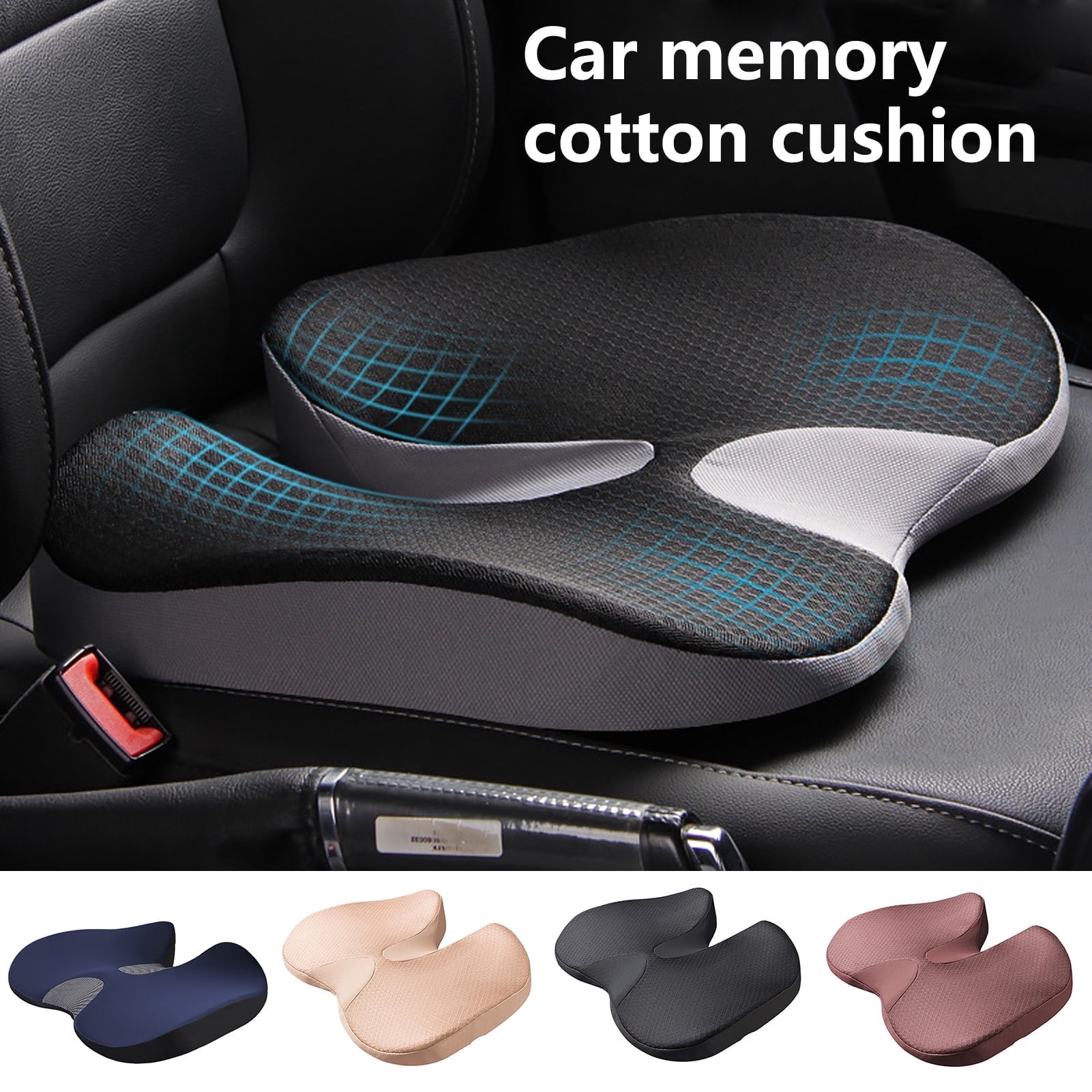 ASKMZ Ergonomic Car Seat Cushion Relieve Pressure Improve Posture Soft ...